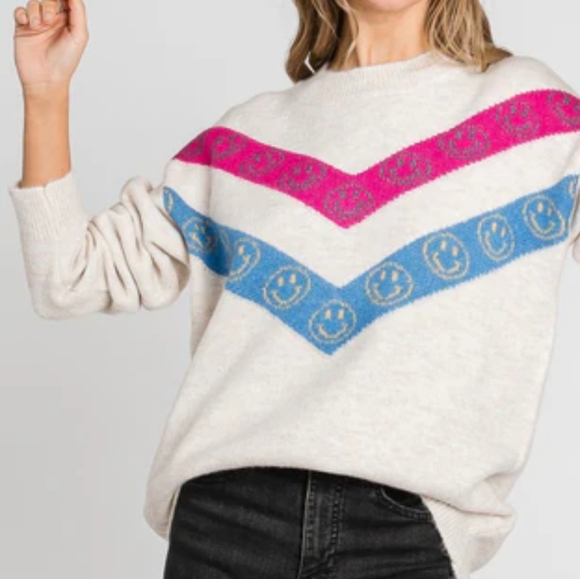 Sewn + Seen | Sweaters | Sewn Seen Boutique Smiley Face Pullover ...